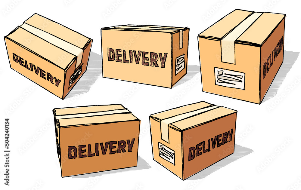 Cardboard boxes set for delivery and storage. Isolated carton crates ...