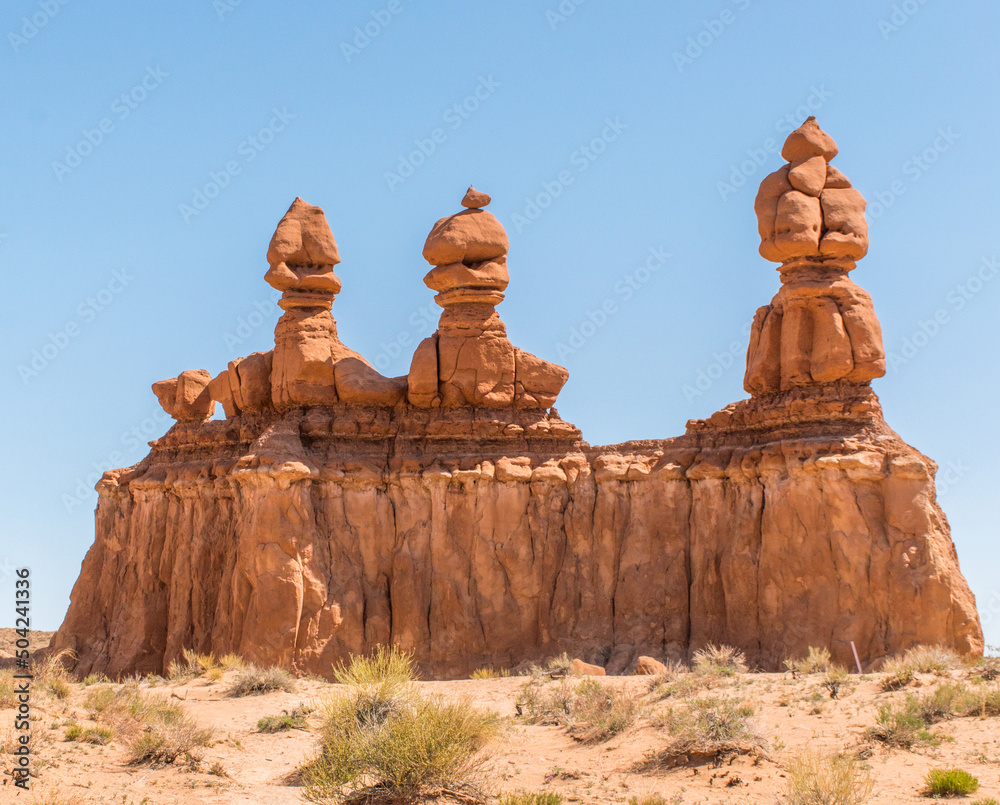The three sisters at Goblin Valley State Park Utah Stock Photo | Adobe ...