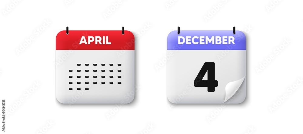 Calendar date 3d icon. 4th day of the month icon. Event schedule date ...