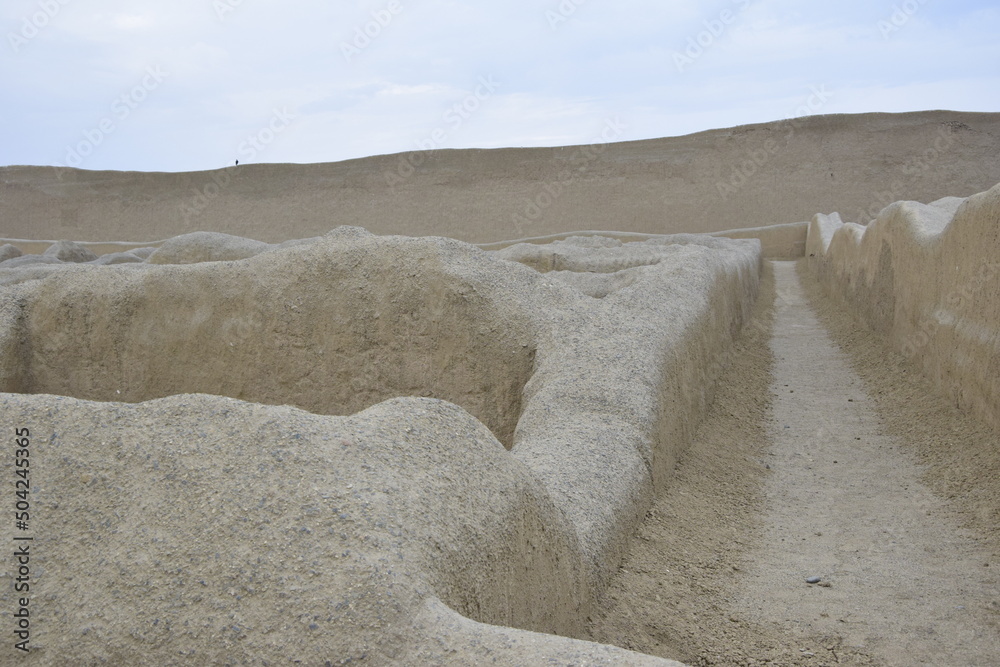 Details of the stunning adobe architecture in Chan Chan ruins Peru is ...