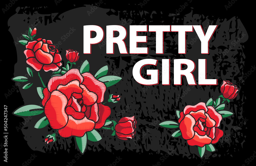 Hand sketched pretty girl. Lettering text, typography, styling ...