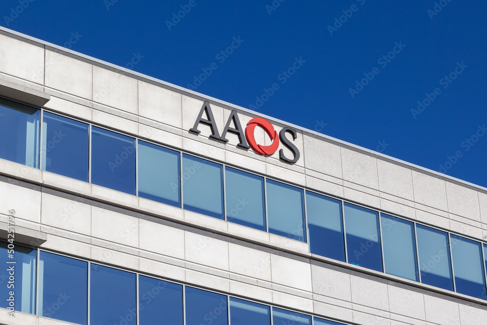 Rosemont, Illinois, USA - March 27, 2022: AAOS sign on their ...