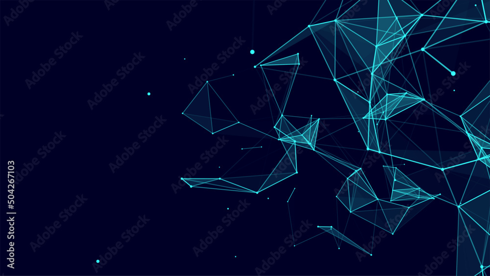 Network Connection Structure Abstract Blue Background With Moving Dots And Lines Futuristic