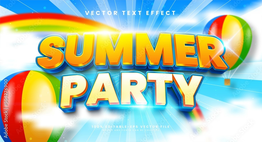 Summer party editable text effect suitable to celebrate the summer ...