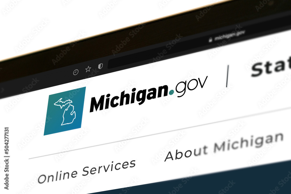 Detroit, USA - May 12 2022: Official Michigan state website displayed ...