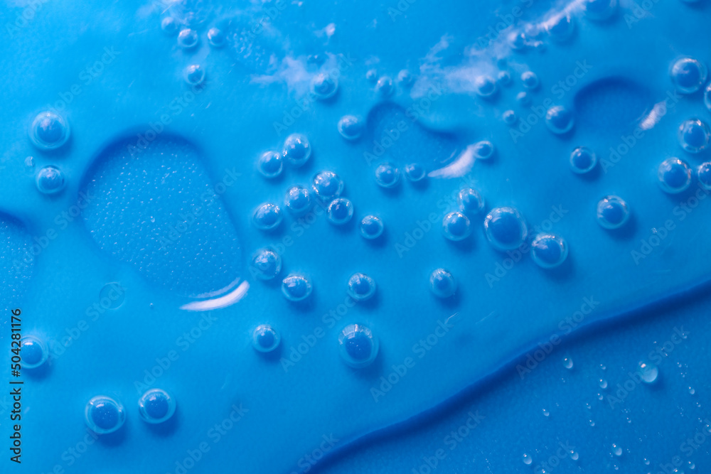 Water drip blue background. Water texture. Water jets and drops ...