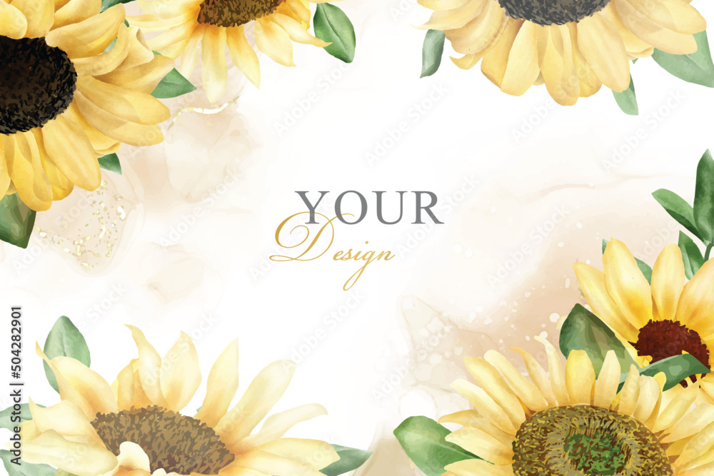 Watercolor Sunflower Background Design Stock Vector | Adobe Stock