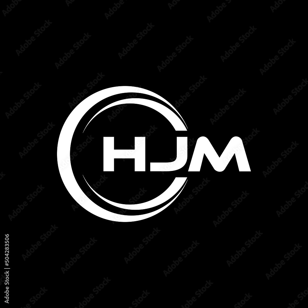 HJM letter logo design with black background in illustrator, vector ...