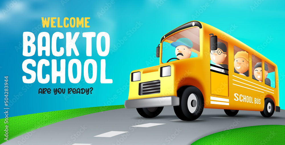 Back to school vector concept design. Back to school text with students ...
