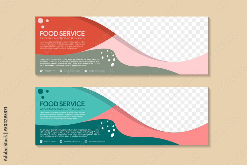abstract banner template design for food services. horizontal layout ...
