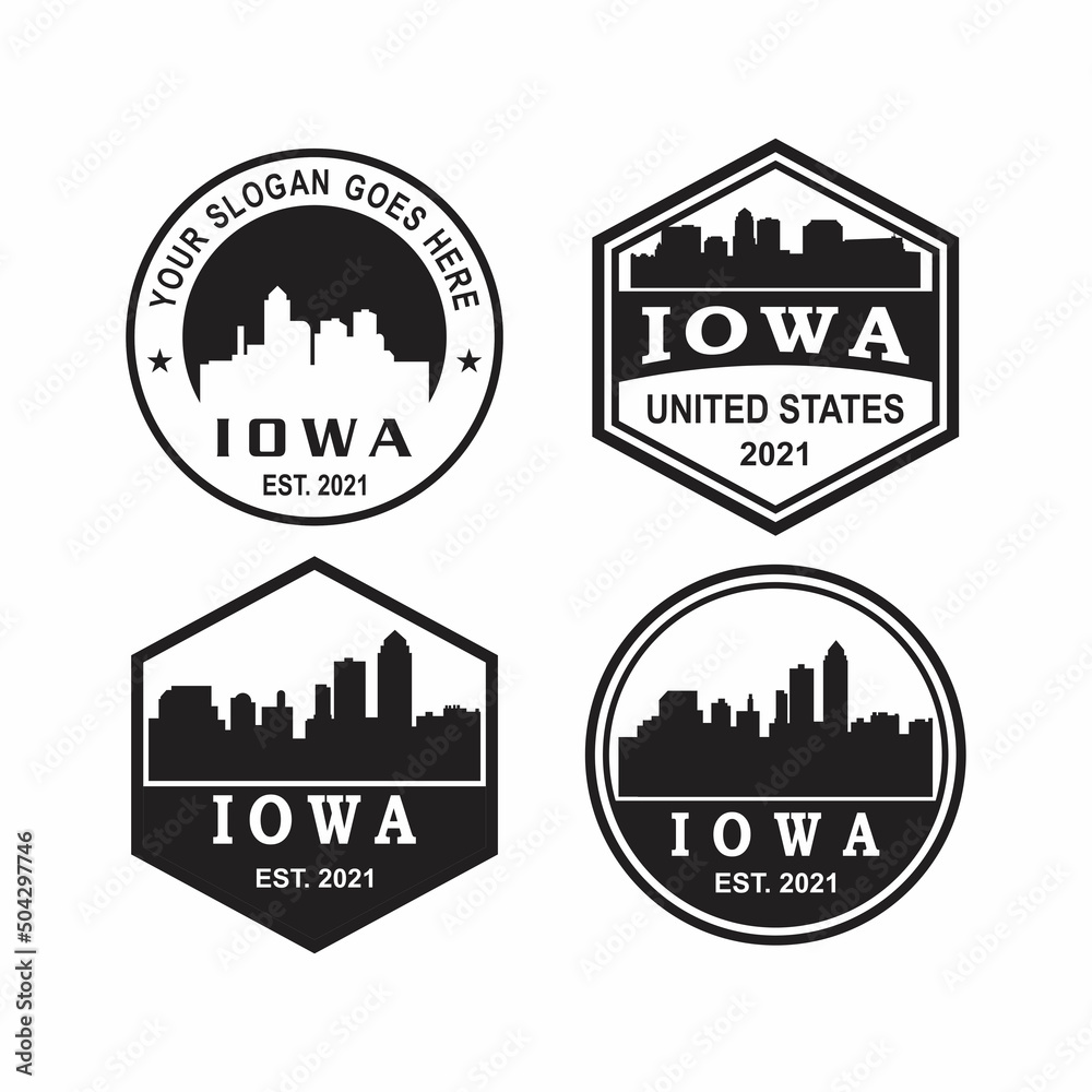 iowa skyline silhouette vector logo Stock Vector | Adobe Stock