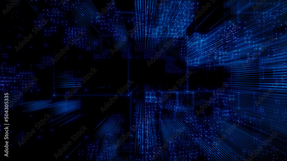 Artificial Intelligence, Quantum Computing Concept. Blue Tech ...