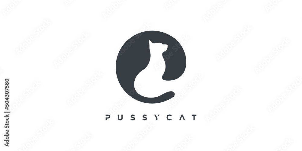 Cat logo design with creative line style Premium Vector Stock Vector ...