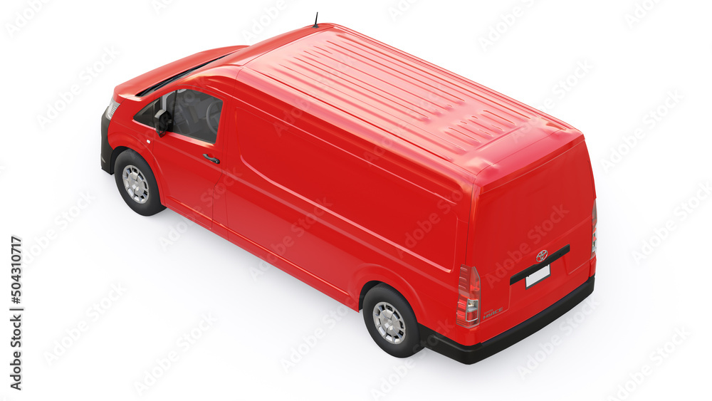 Tokyo, Japan. April 12, 2022: Toyota Hiace. Red commercial van for ...