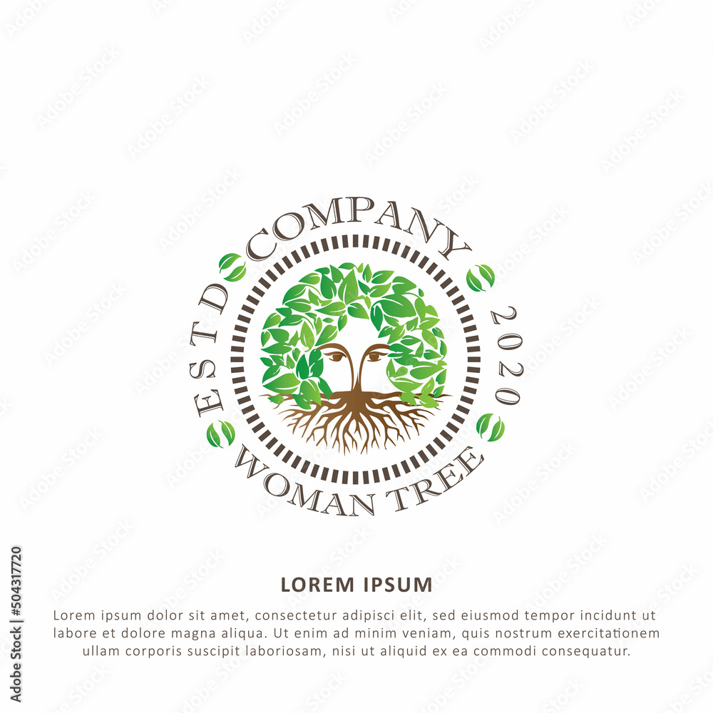 Woman tree logo design. Creative tree logo design template. Vintage ...