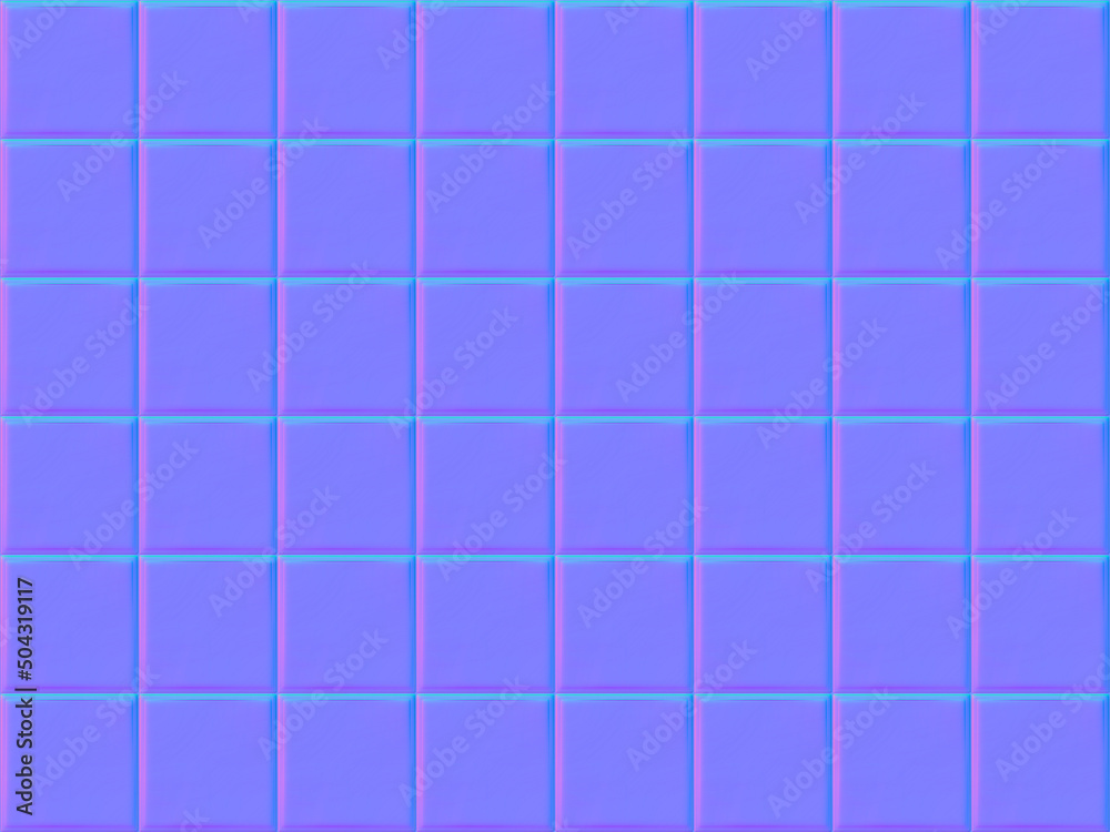 Normal map seamless texture of subway square tile pattern. Bump mapping ...