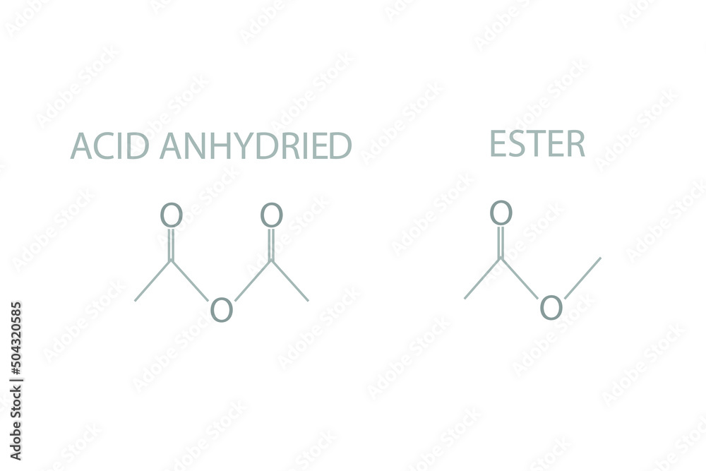 Acid anhydried and ester molecular skeletal chemical formula. Stock ...