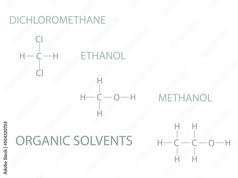 Organic solvents molecular skeletal chemical formula. Stock Vector ...
