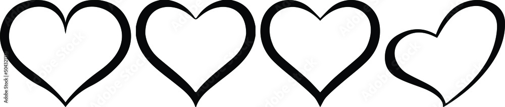 heart icons set vector. Set of love symbols isolated. Heart Black Love ...