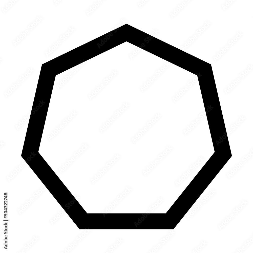 Heptagon shape symbol vector icon outline stroke for creative graphic ...