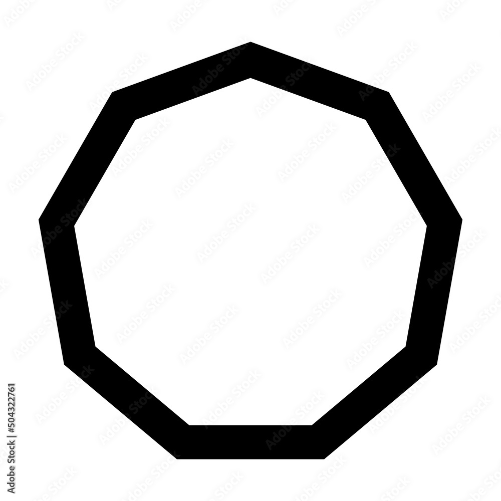Nonagon shape symbol vector icon outline stroke for creative graphic ...
