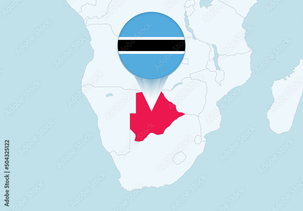Africa with selected Botswana map and Botswana flag icon. Stock Vector | Adobe Stock