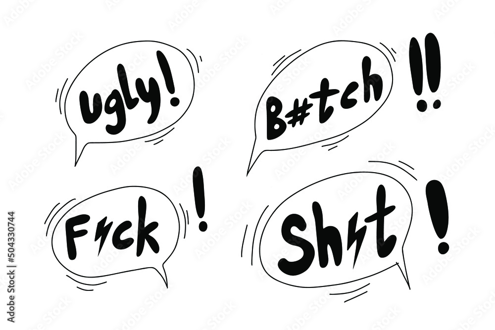 Bad Swear words. Doodle hand drawn speech bubble with swear words ...