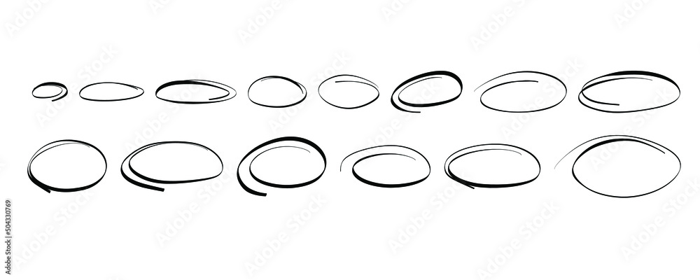 Highlight marker frames line. Hand drawn scribble oval circle sketch ...