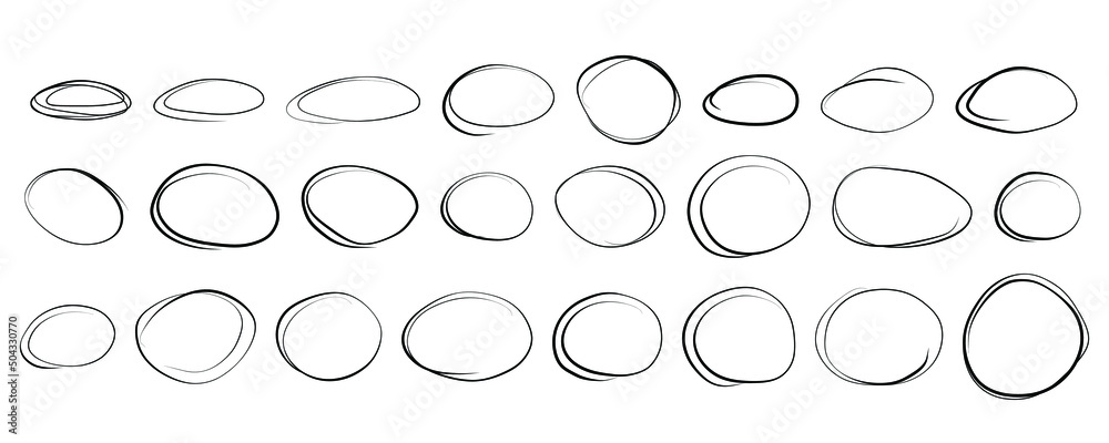 Highlight oval marker frames line. Hand drawn scribble circle sketch ...