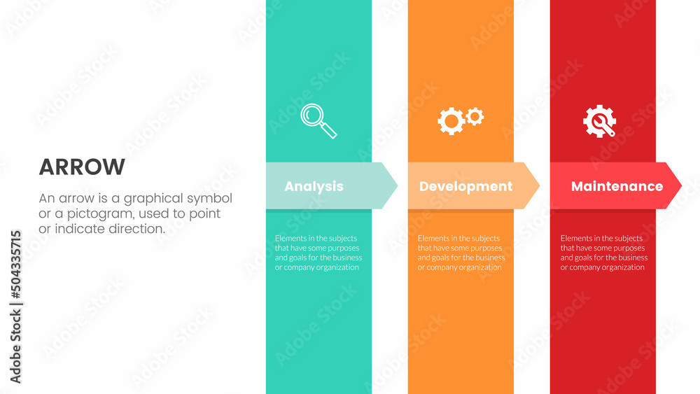 arrow infographic with horizontal shape concept for slide presentation ...