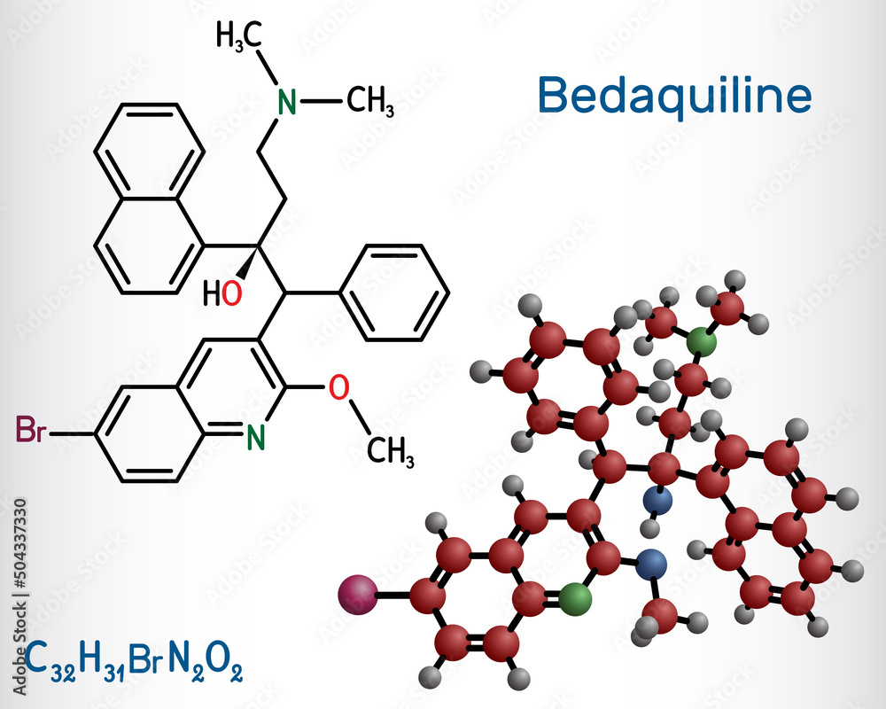 Bedaquiline antituberculosis drug molecule. It is diarylquinoline ...