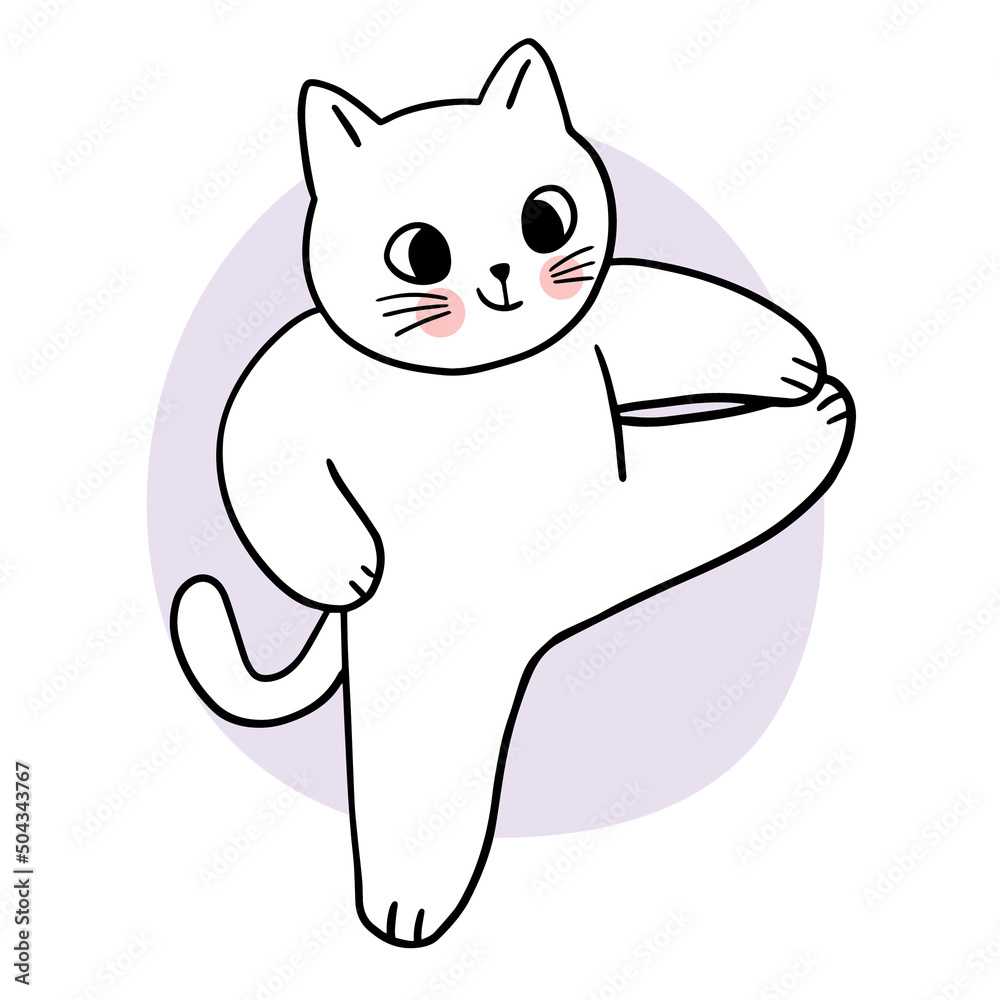Cartoon cute cat and exercise vector. Stock Vector | Adobe Stock