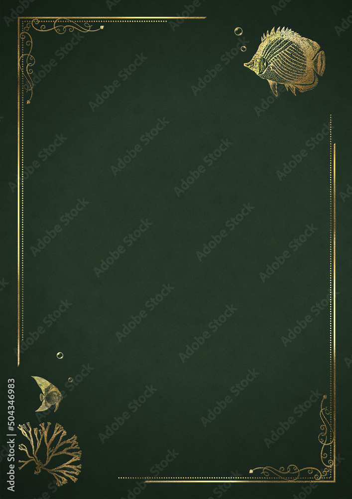 Poster Sea Fish Habitat Ambient Letterhead Background Vintage with ...