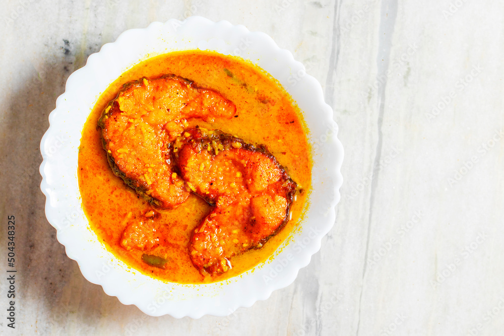 Delicious Bengali style fish curry is ready to serve. Stock Photo ...