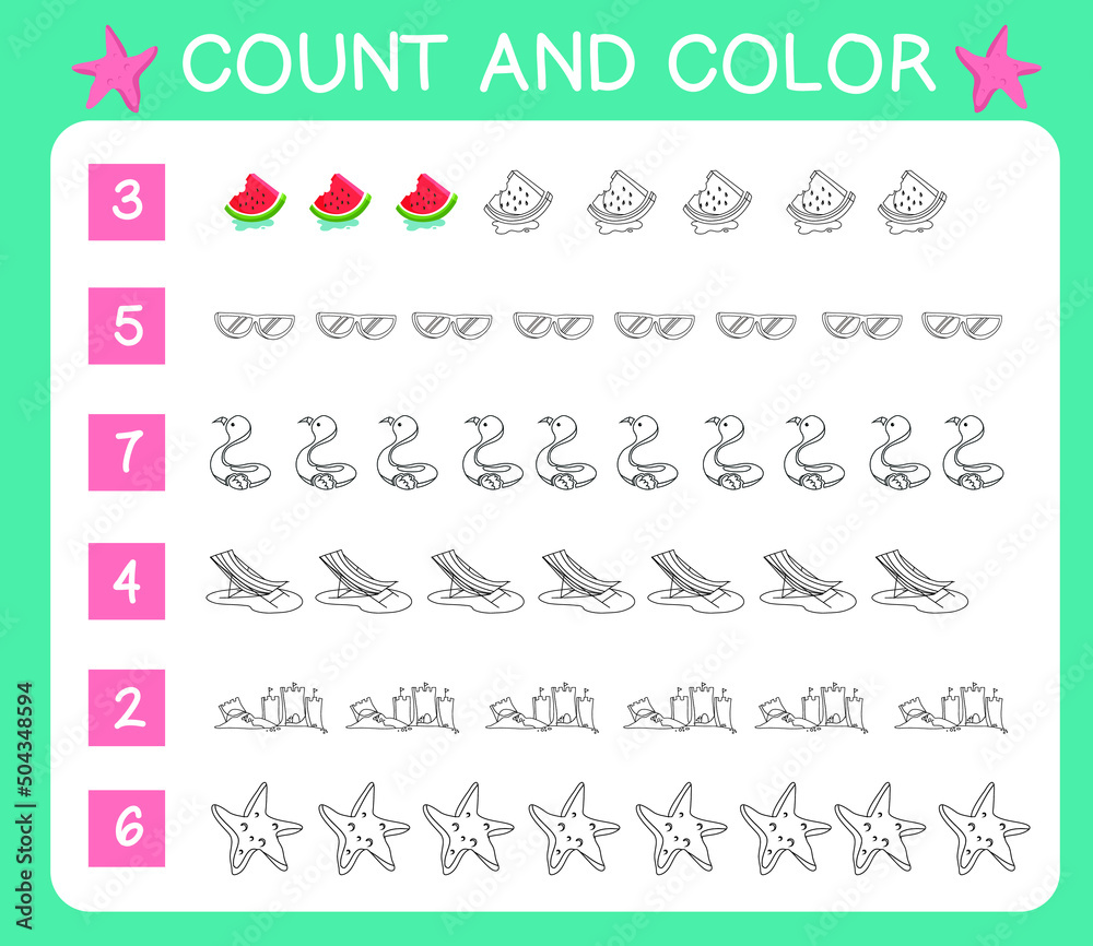Count and Color worksheet for children. Educational printable worksheet ...
