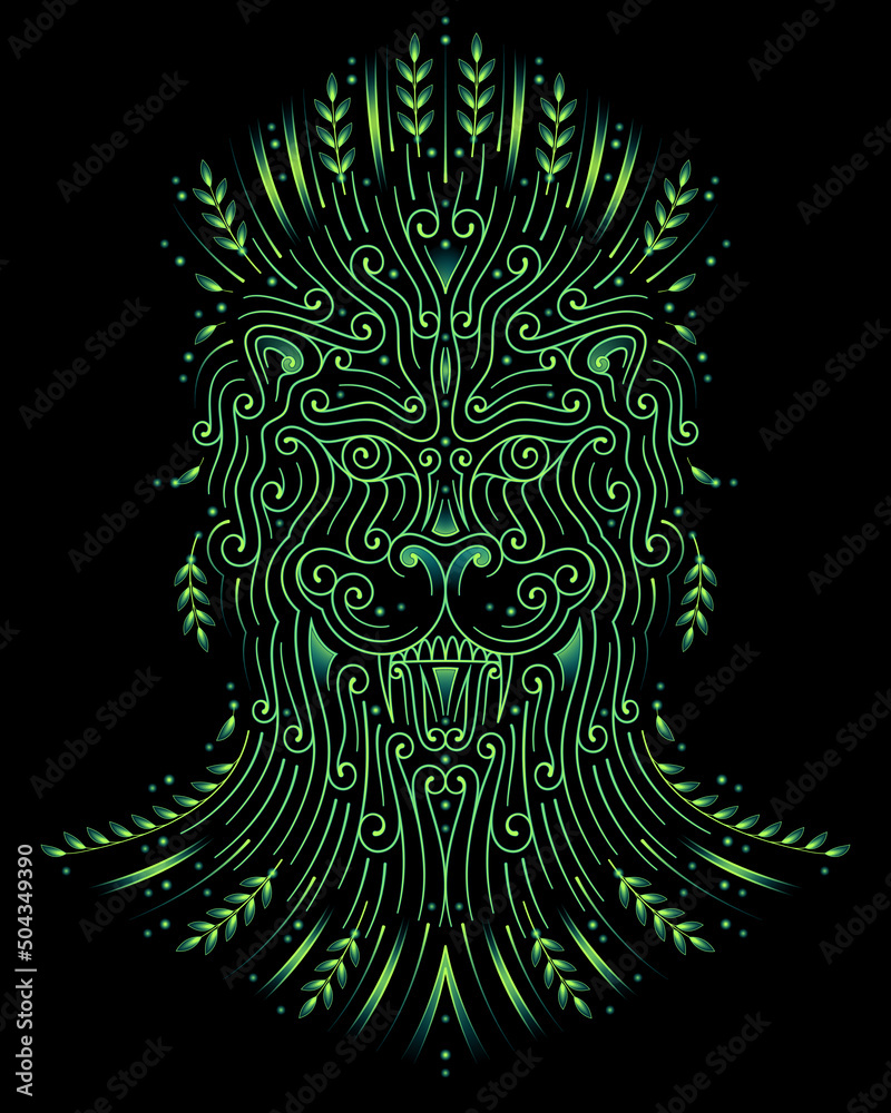 Illustration of cute acid fairy lion who smiles and shows his tongue ...