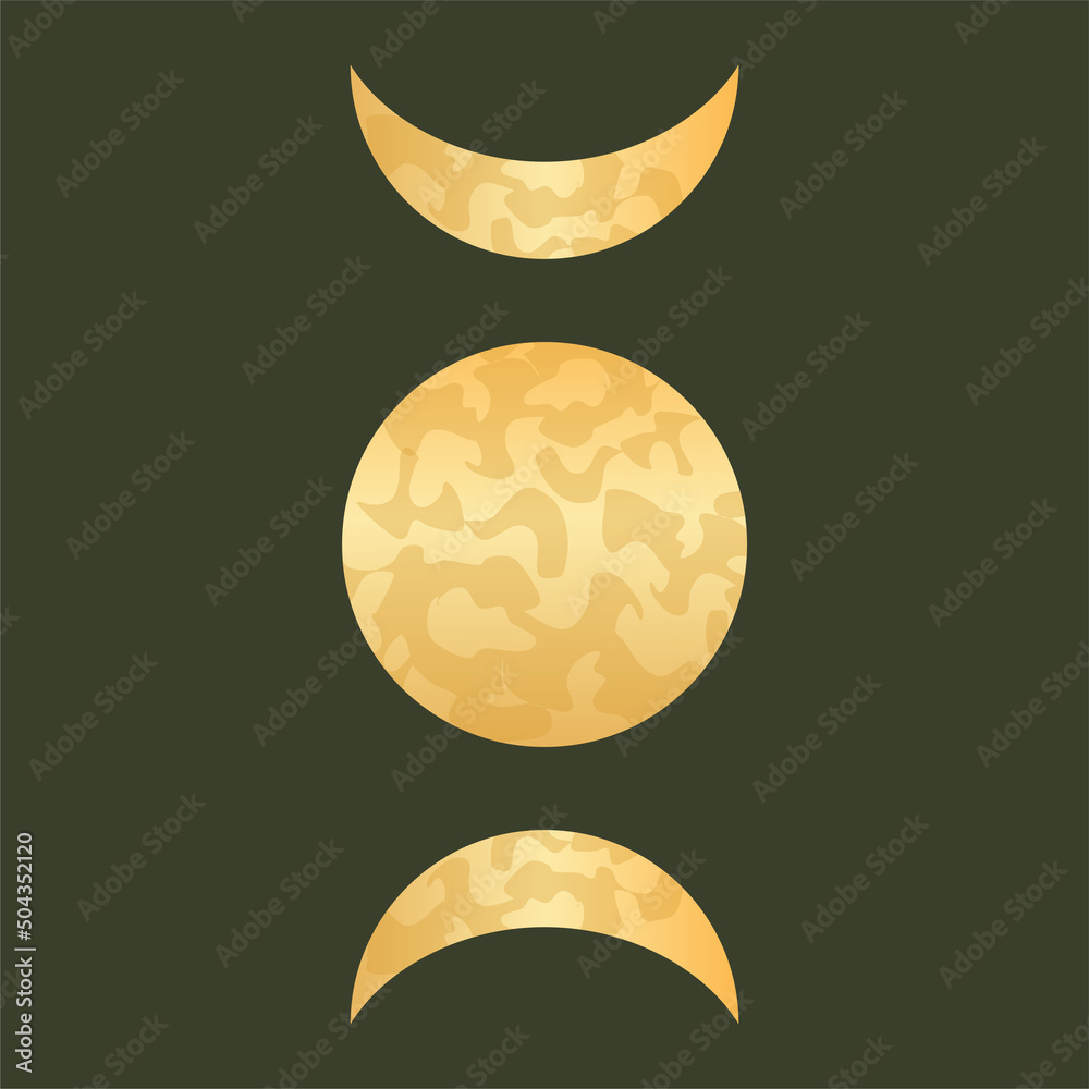 Moon phases for pagan sacred astrology. Celestial complete cycle of ...