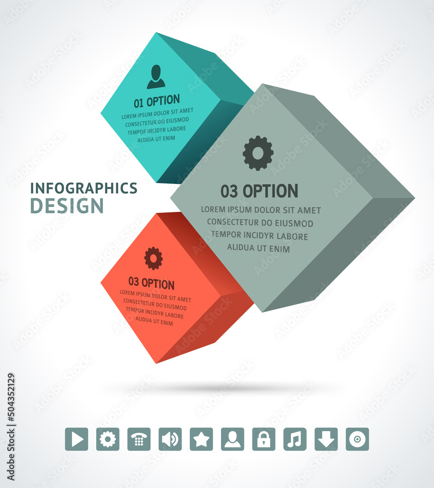 Abstract geometric rhombus cubes infographic menu scheme organization ...