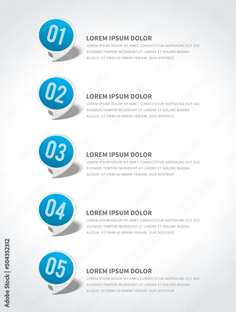 Abstract speech bubbles steps numbers infographics scheme business data ...