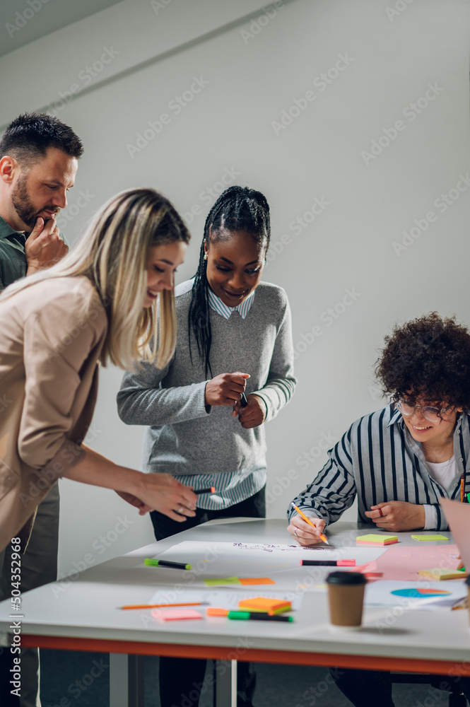 Multiracial business team on a meeting in a modern bright office Stock ...