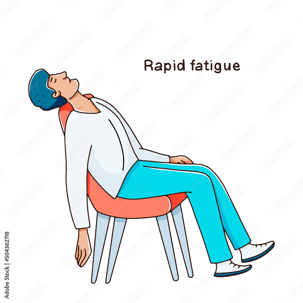Rapid fatigue symptom after covid 19. Fatigue concept. The man lies on ...