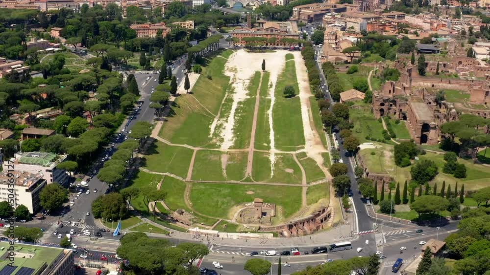 Vidéo Stock Aerial view of Circus Maximus, an ancient Roman chariot ...