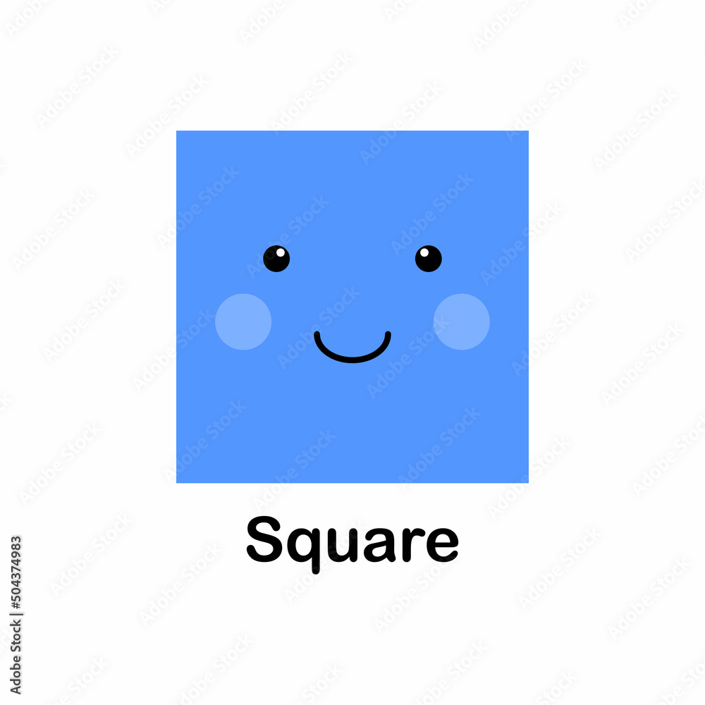 2D square shape in mathematics. Blue square shape drawing for kids ...