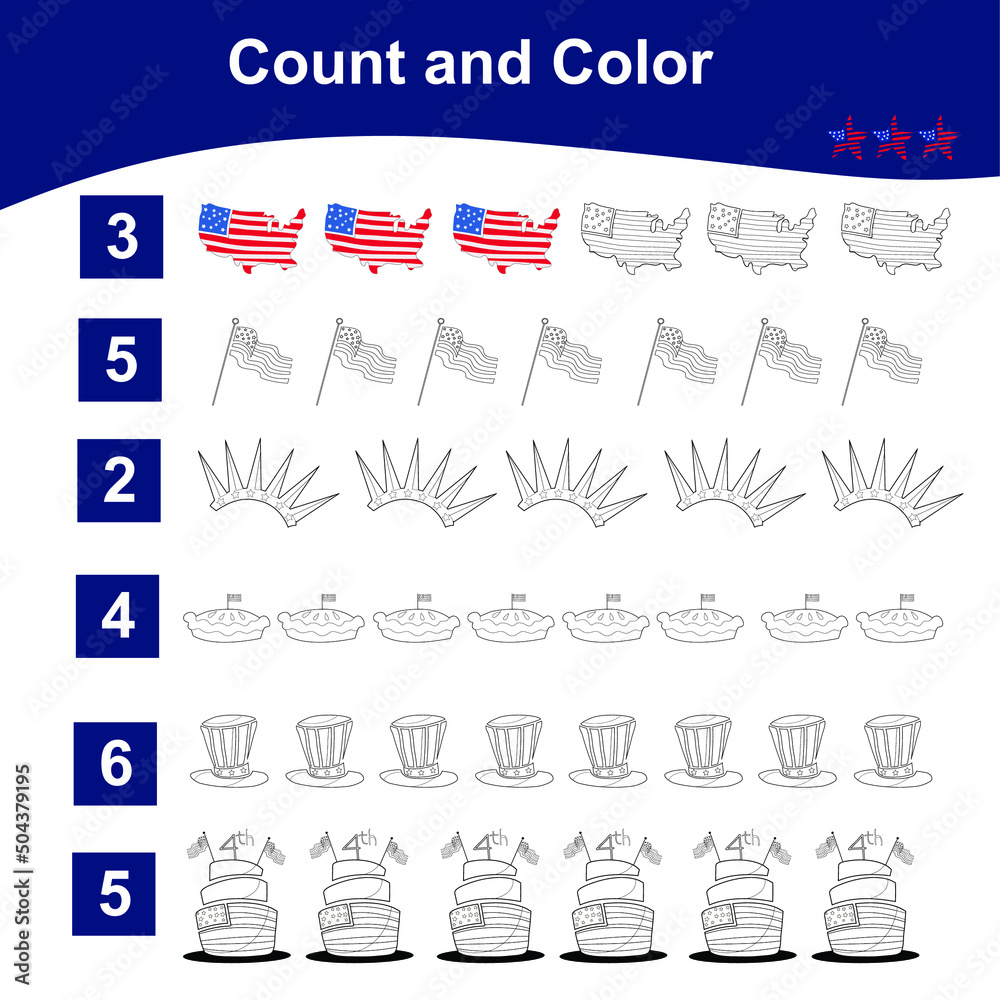 Count and Color worksheet for children. Educational printable worksheet ...