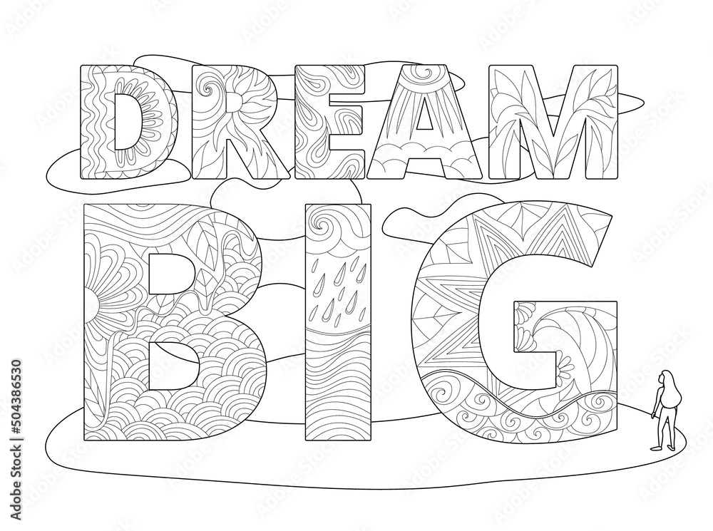 Dream Big inspiration quote. Vector typography poster with lettering ...