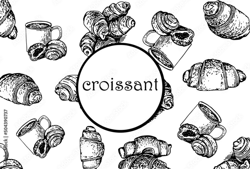 pattern croissants with text in the middle, stylish food cover for for ...