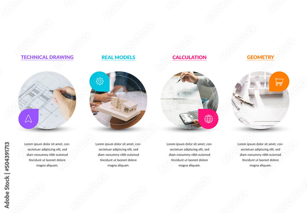Business Infographic Layout with 4 Graphic Options Stock Template ...