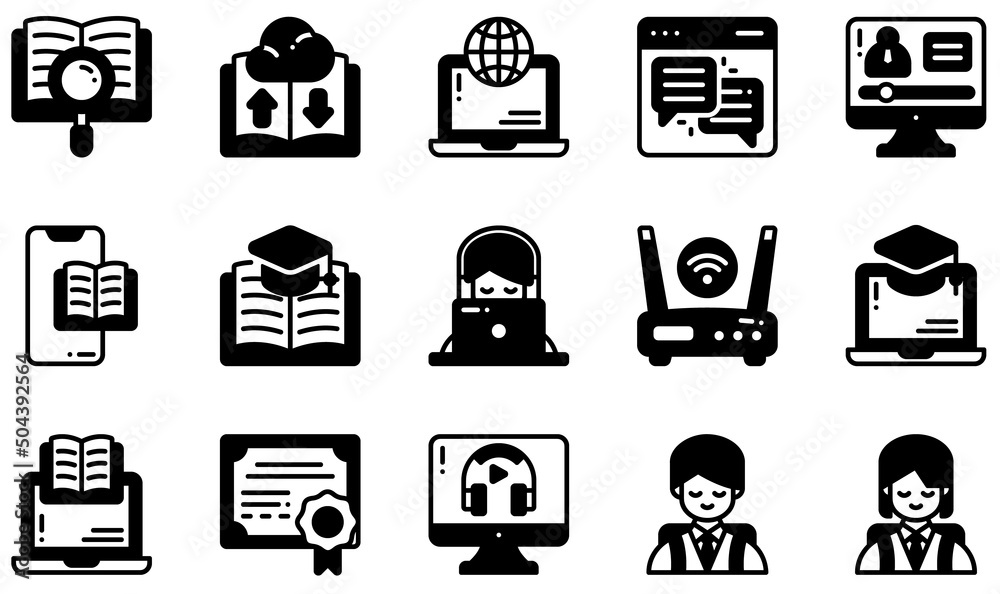 Set of Vector Icons Related to Online Learning. Contains such Icons as ...