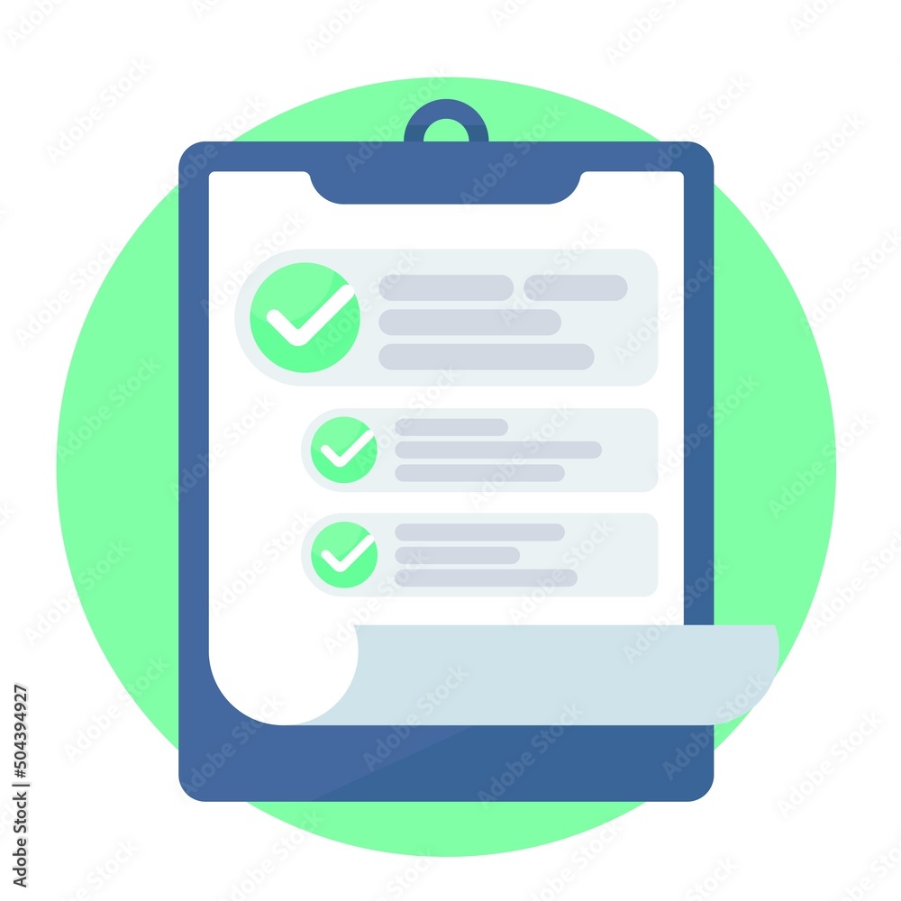 Blue tablet with to do list, three check mark, all done, on blue circle ...