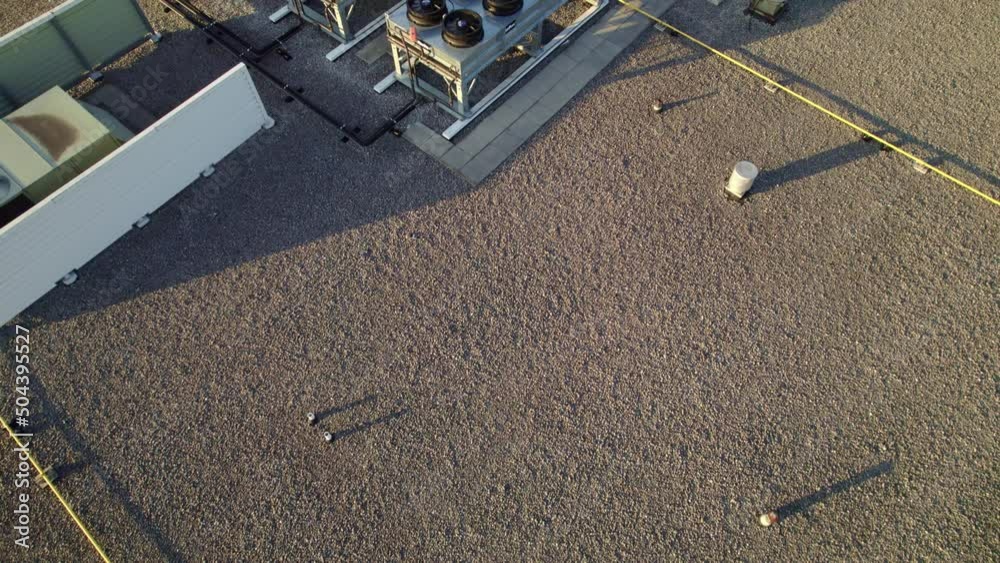 Aerial top view footage of AC exhaust vents of industrial air ...